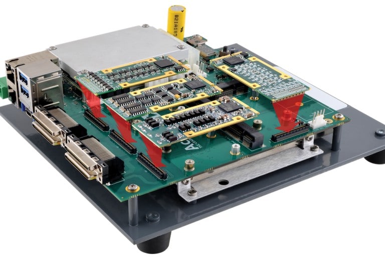 COM Express carrier has four I/O modules for data acquisition and ...