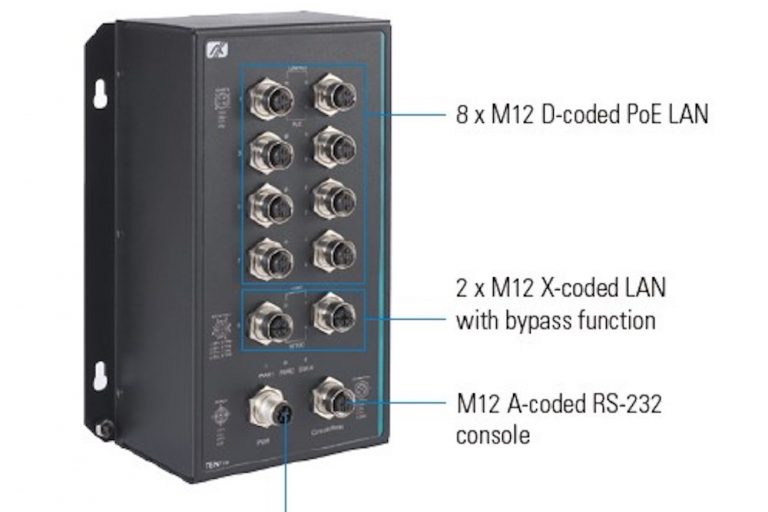 10-port Ethernet switch is certified to EN 50155 and EN 45545-2 ...