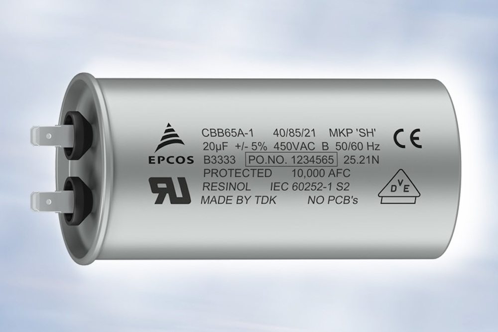 TDK’s compact motor-run capacitors comply with safety class S2 and IEC ...