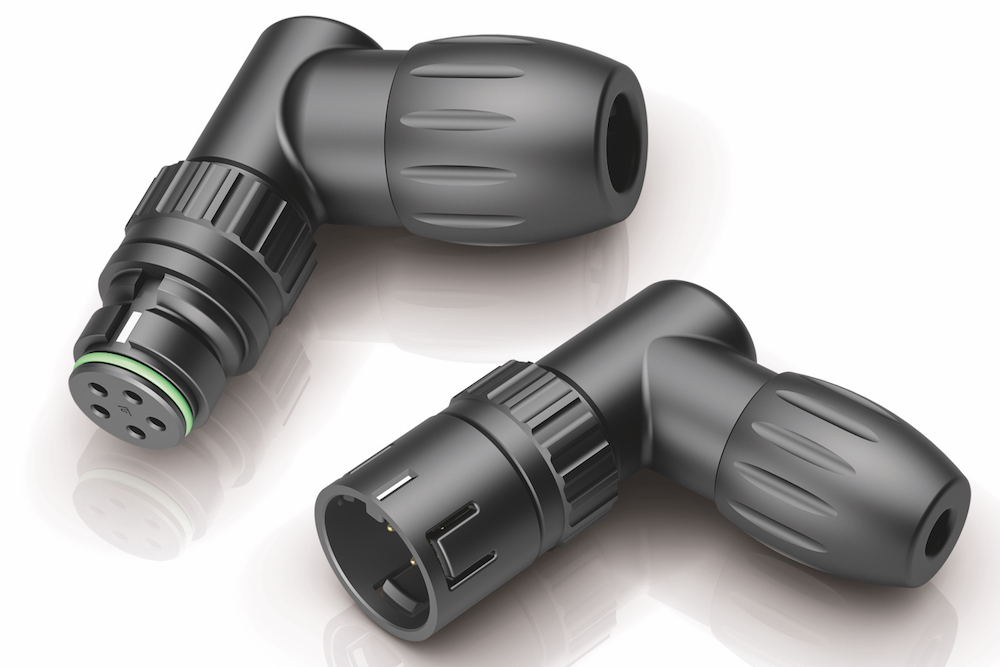 Binder designs plastic angled connectors with snap-in locking for tight ...
